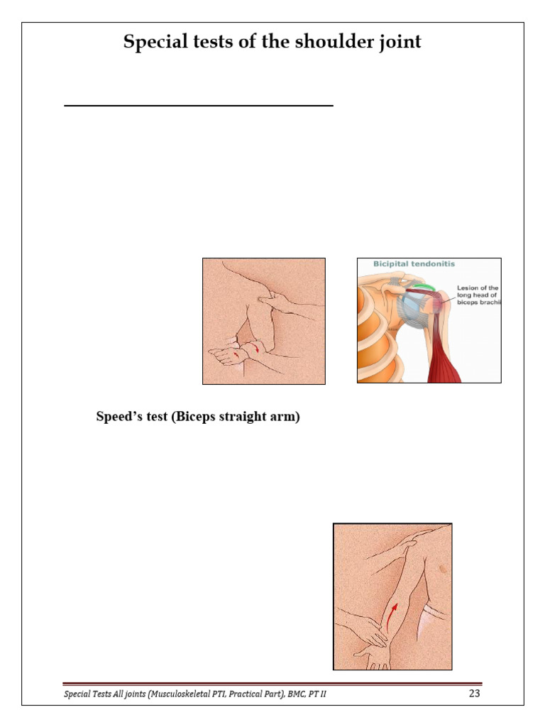 Special Test For SHOULDER | PDF | Anatomical Terms Of Motion | Shoulder