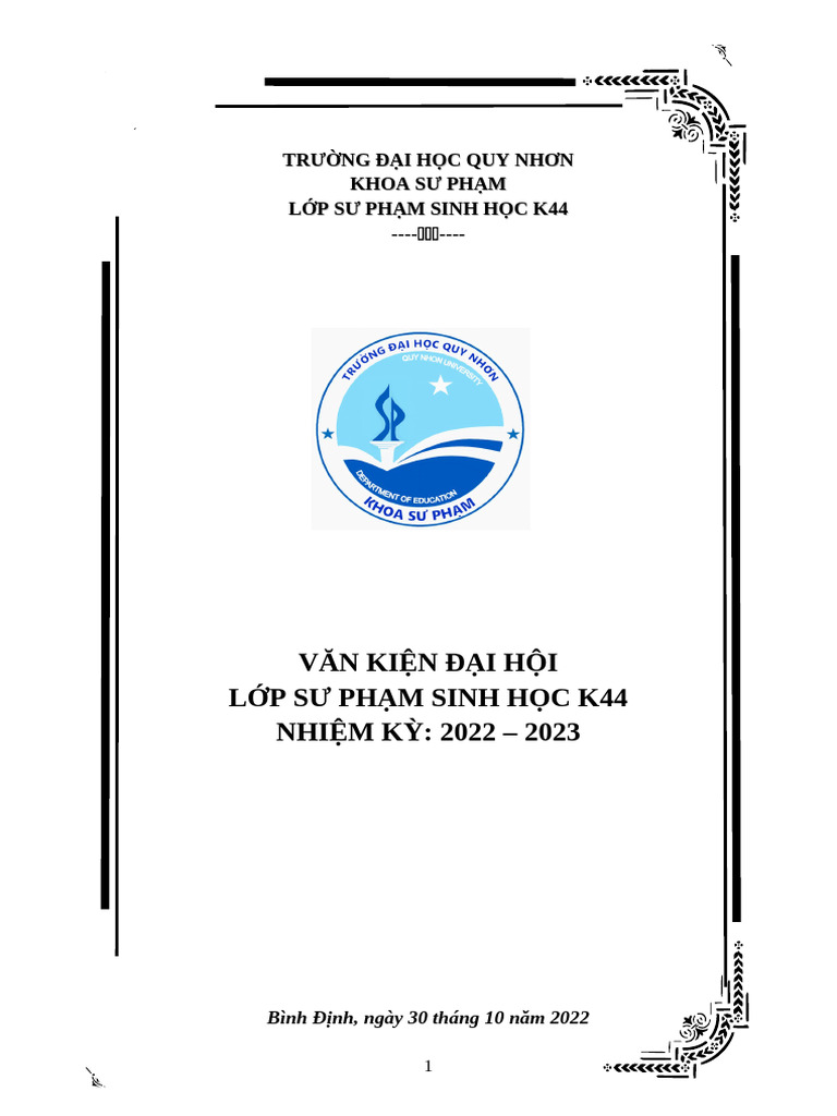 (1) Báo Cáo Tổng Kết Và Phương Hướng - SP Sinh K44 | PDF