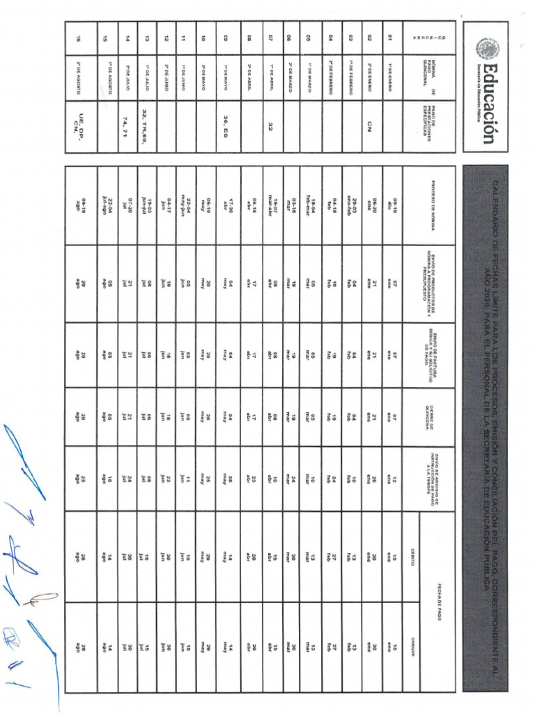 Calendario De Pago 2026 Pdf