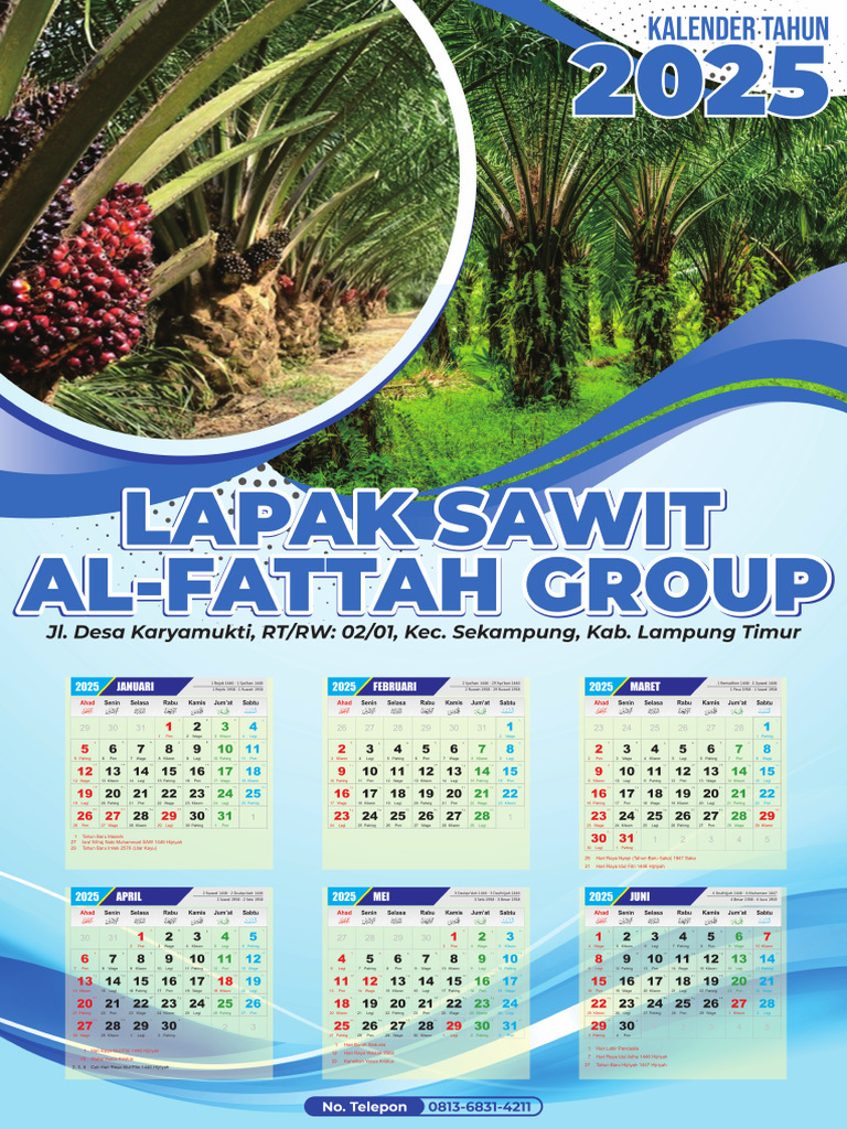 Kalender 2025 Lampung Sawit Siap Cetak PLAT | PDF