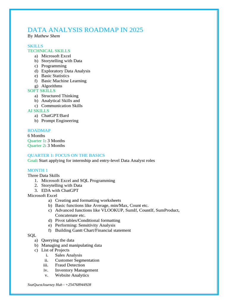 2025 Data Analysis Skills Roadmap | PDF | Data Analysis | Statistics