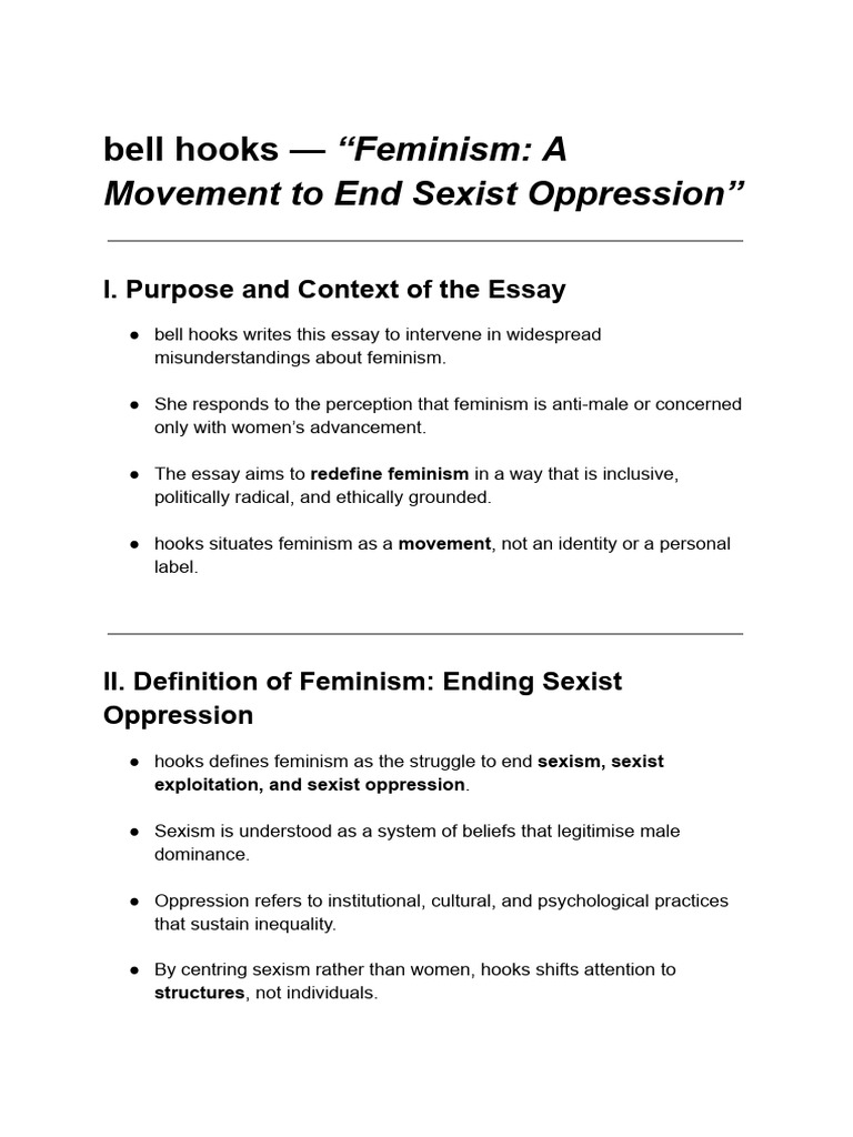bell hooks on Feminism and Sexism | PDF | Feminism | Gender Studies