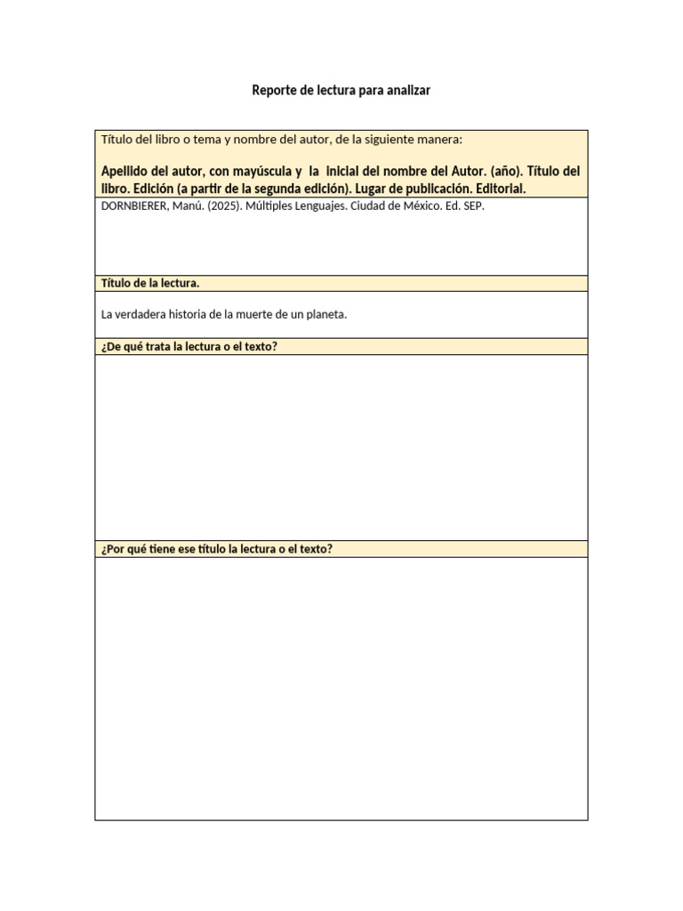 Formato Reporte de Lectura 2 | PDF