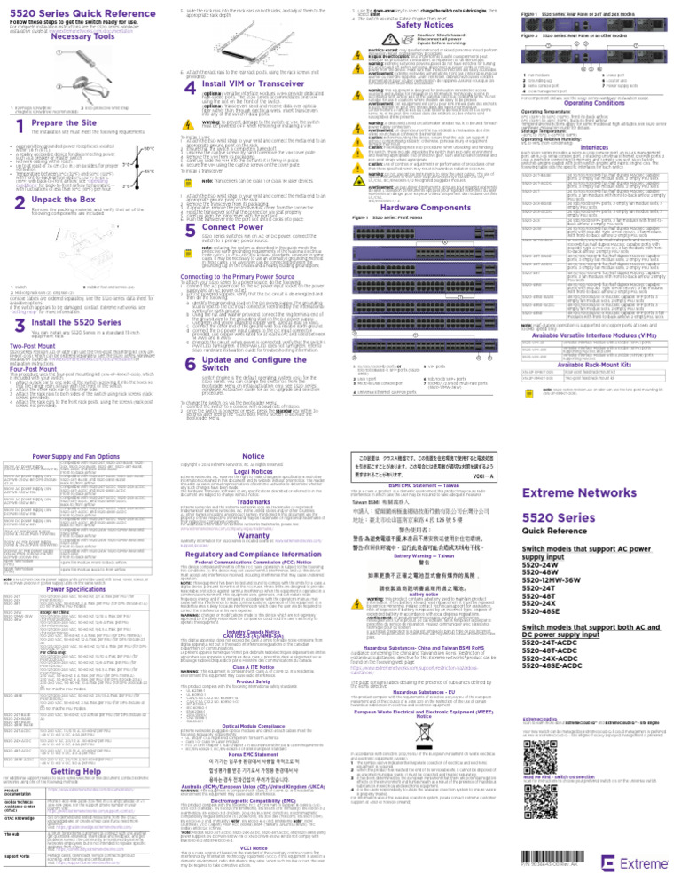 I.1.1.c. Extreme Datasheet - 5520 Series Quick Reference_ENG | PDF ...