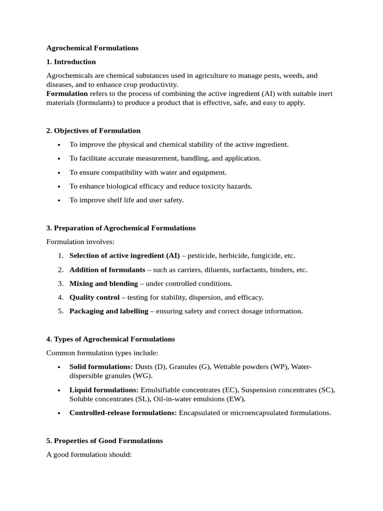 Agrochemical Formulation Techniques | PDF | Pharmaceutical Formulation ...