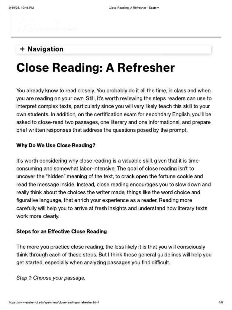 Close Reading Techniques for Text Analysis | PDF