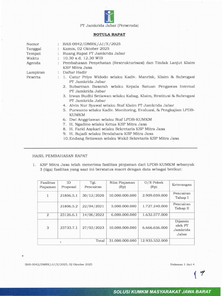 Bas-0042 Notula Rapat 02 Oktober 2025 | PDF