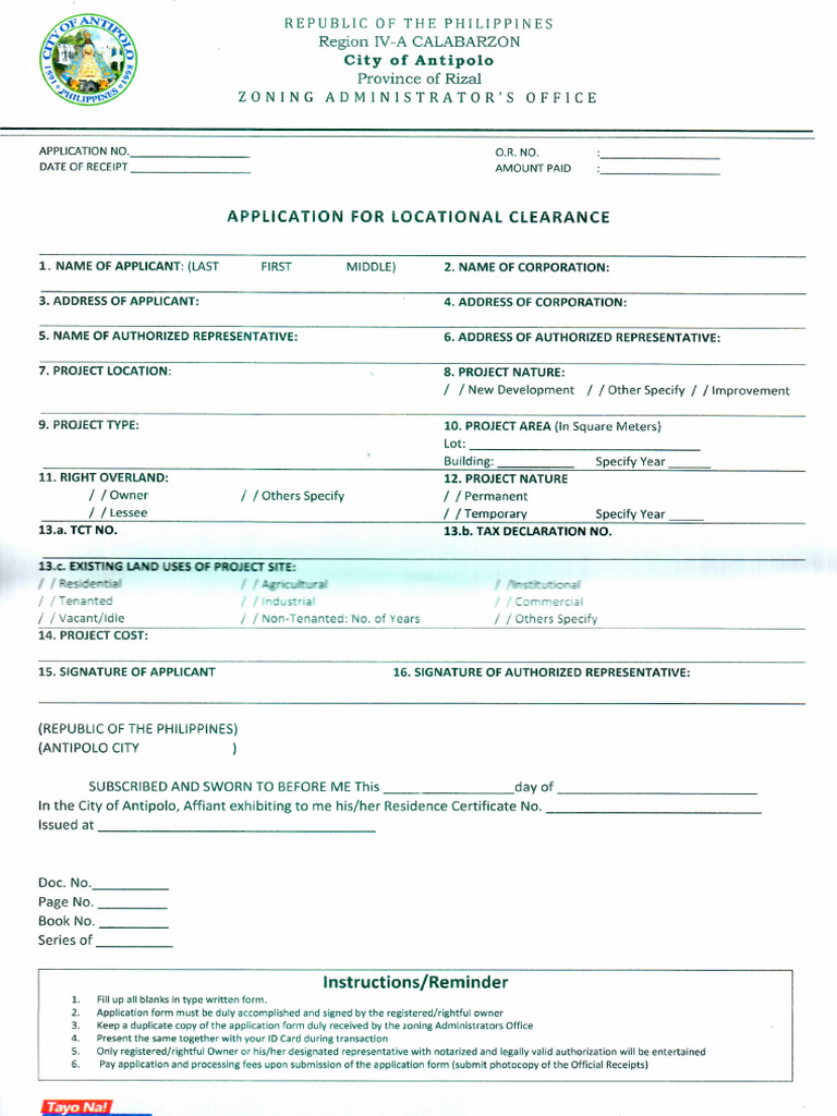 Locational Clearance Form | PDF