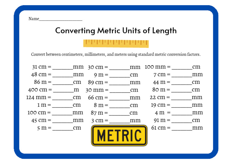 Converting Metric Units of Length Worksheet | PDF
