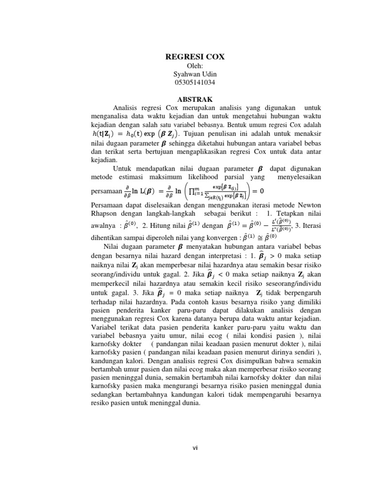 Analisis Regresi Cox pada Kanker Paru | PDF