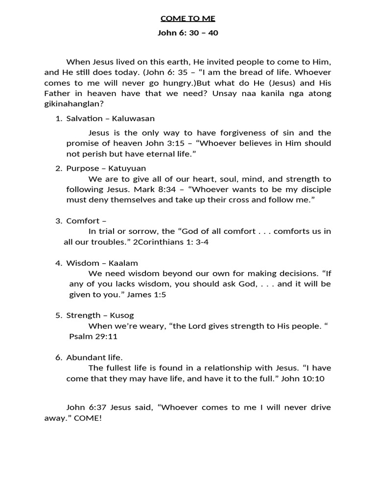 Jesus' Invitation: Find Salvation and Purpose | PDF