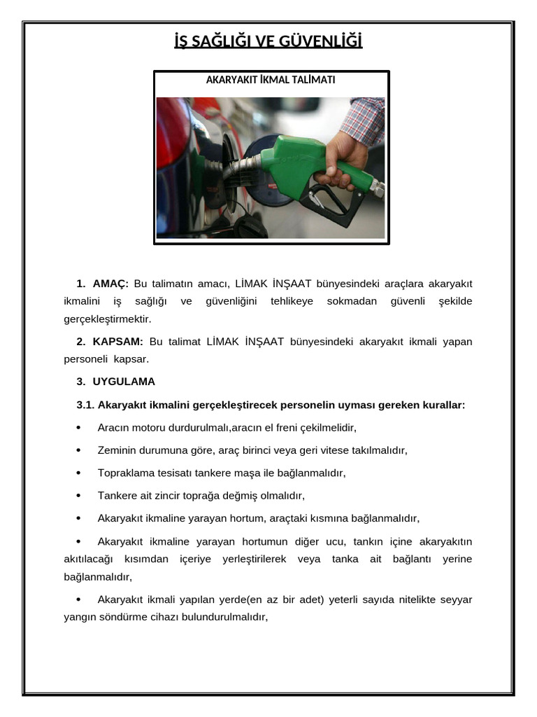 AKARYAKIT İKMAL TALİMATI | PDF