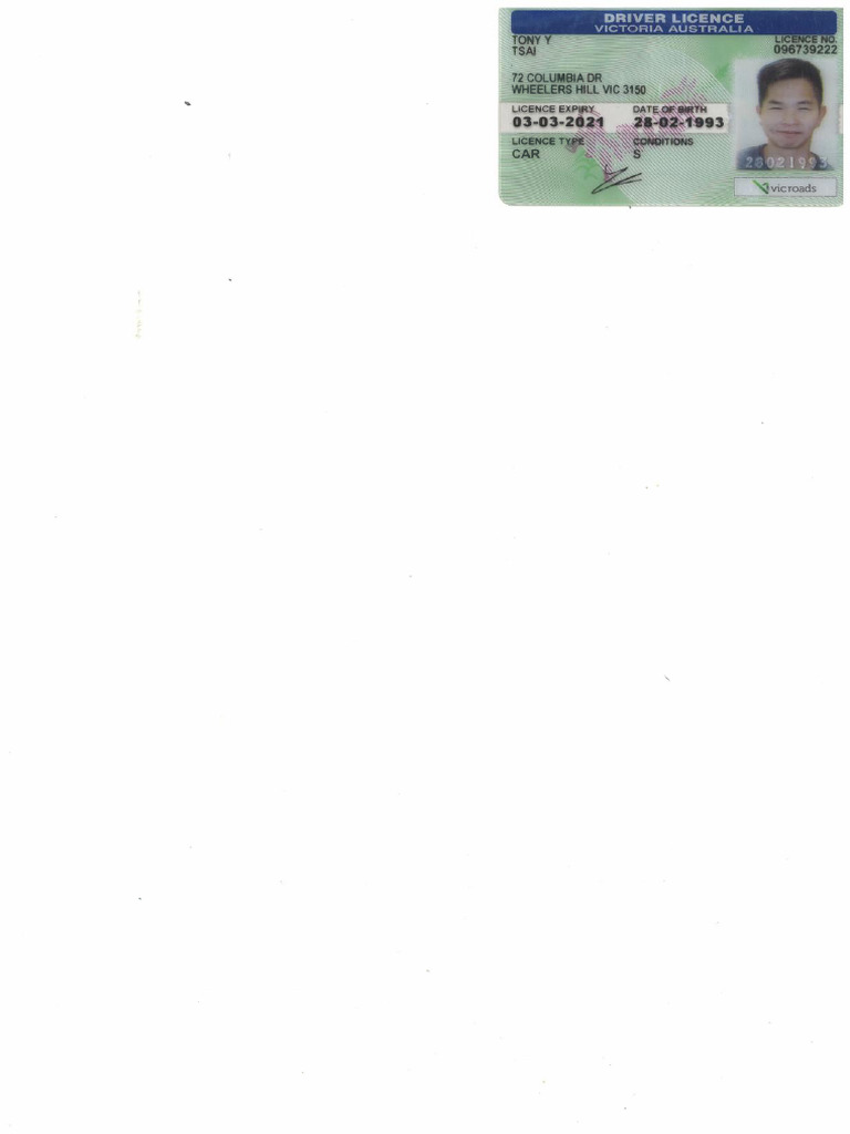 Tony Tsai Drivers Licence 1 | PDF