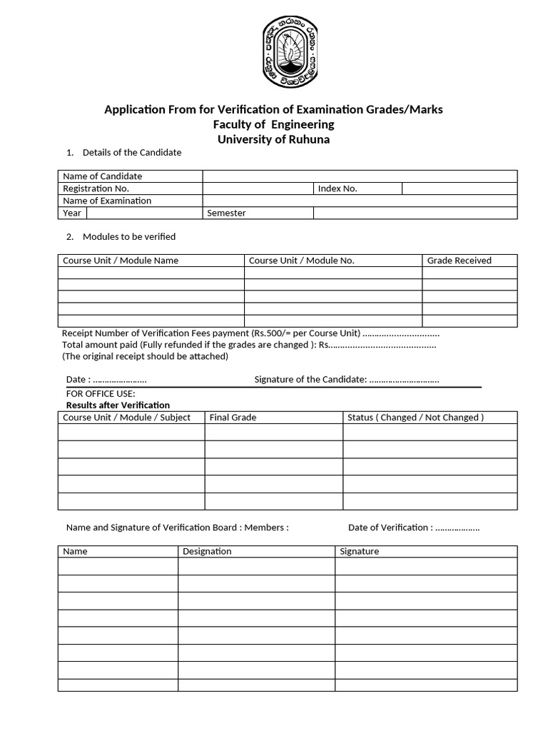 250102133514-Application From For Verification of Examination Grades | PDF