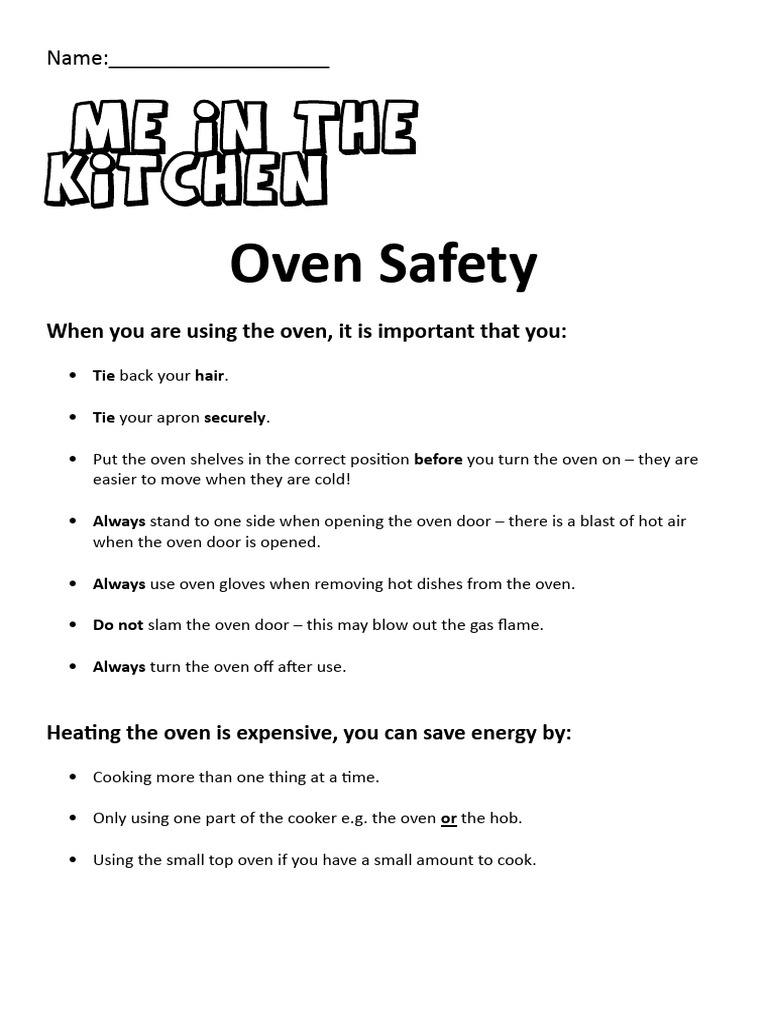 Lesson 6 Oven Safety Booklet | PDF | Oven | Kitchen Stove