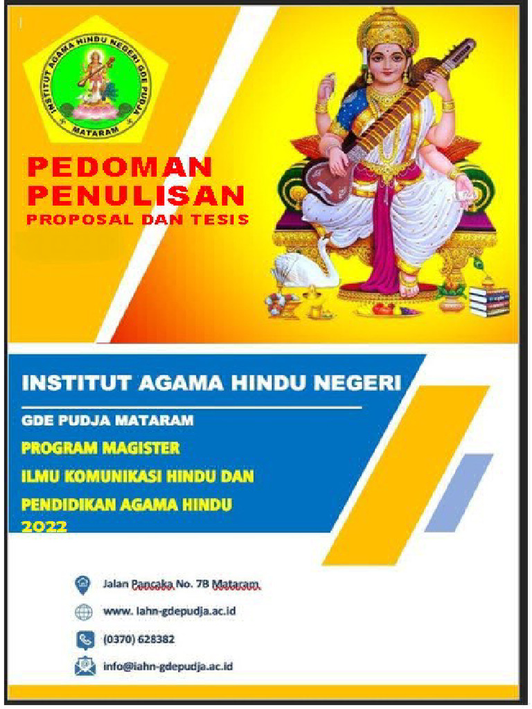 Pedoman Tesis Pascasarjana IAHN Gde Pudja | PDF