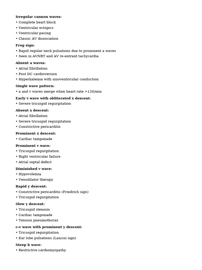 JVP Waves Venous Hum Kussmaul Abdominojugular MBBS Notes | PDF | Heart ...