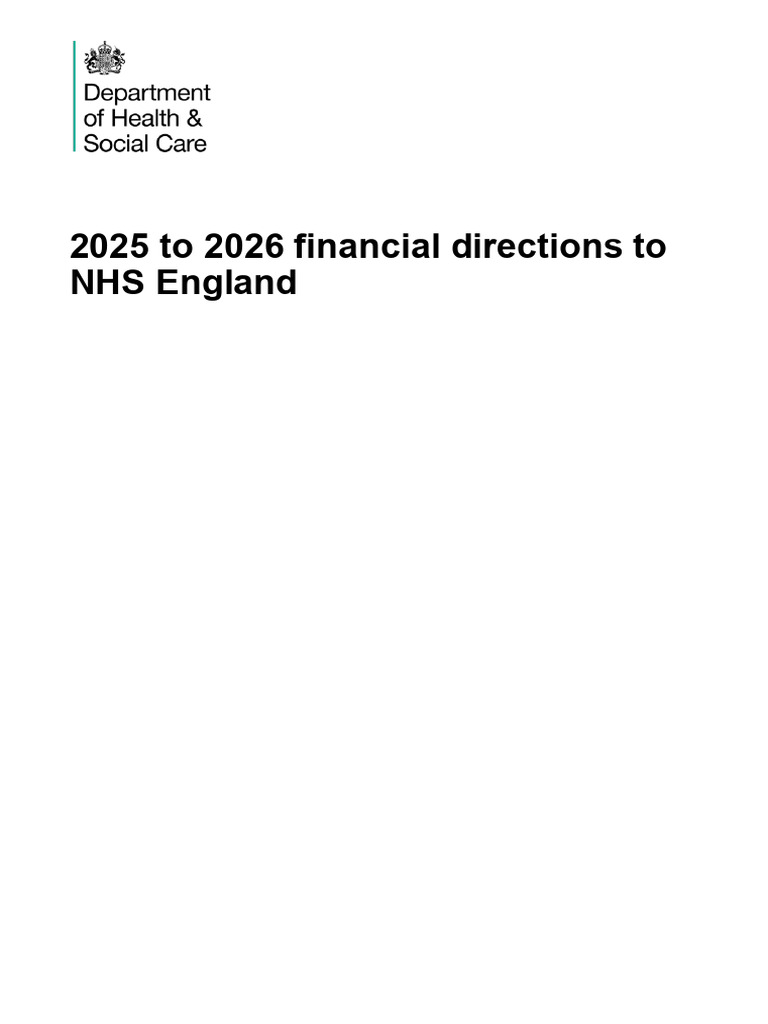DHSC Financial Directions To NHS England 2025 To 2026 Web Accessible ...