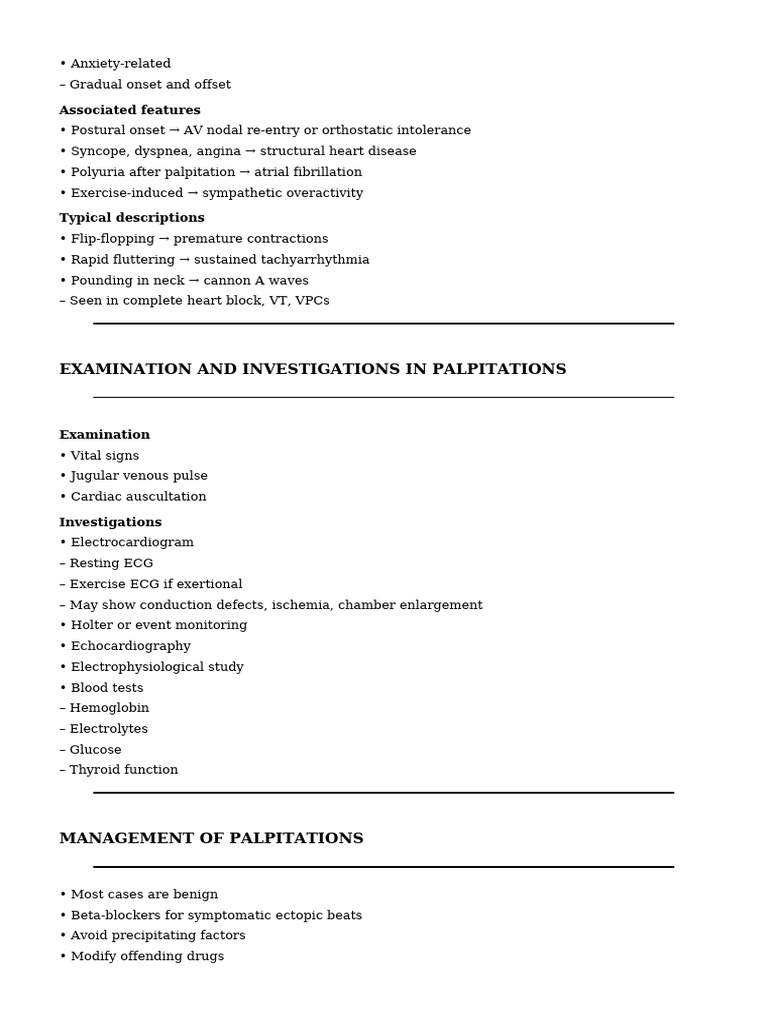 Palpitations and Dyspnea MBBS Notes | PDF | Heart | Pulmonology