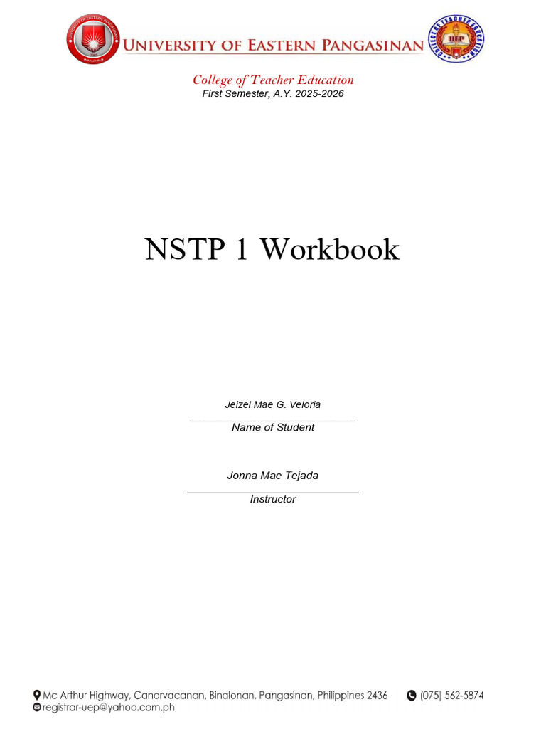 NSTP 1 Workbook for College Students | PDF