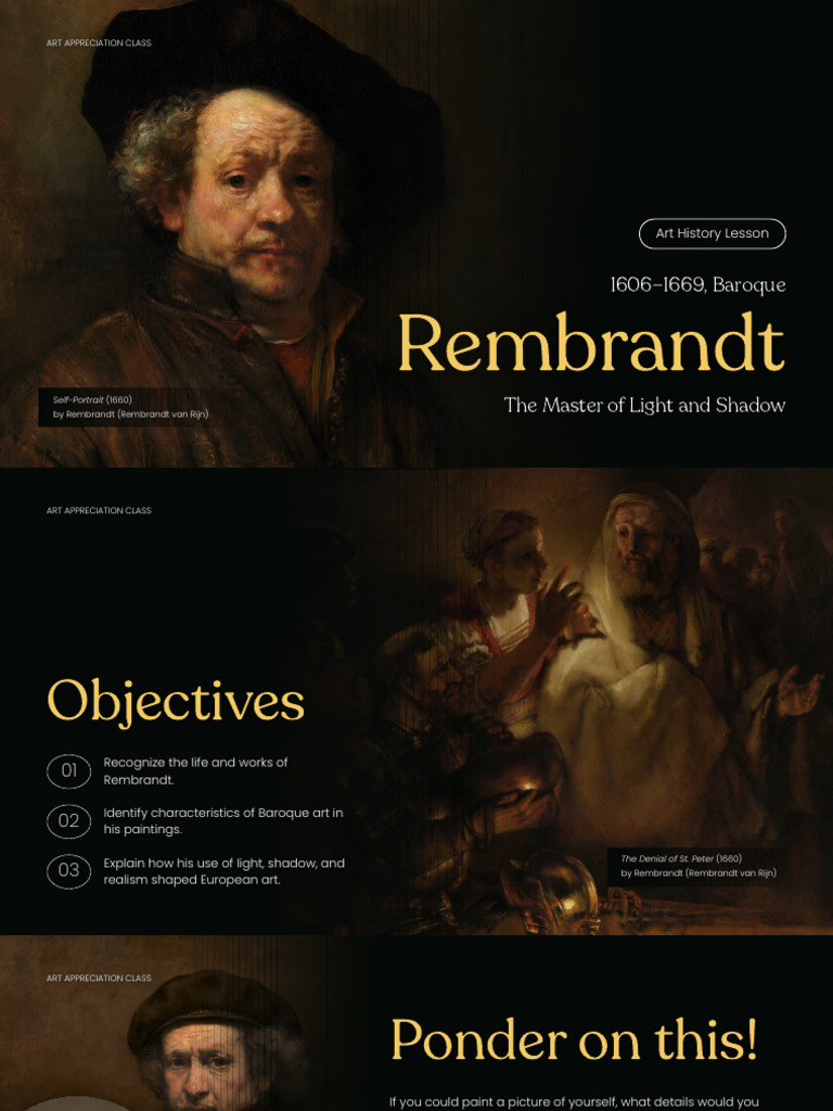 Rembrandt Baroque Period Presentation in Black and Yellow Painterly ...