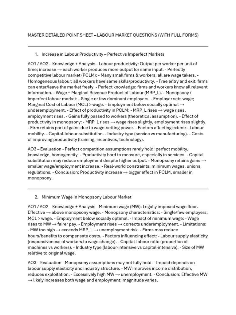 Labour Market Dynamics Explained | PDF | Labour Economics | Minimum Wage