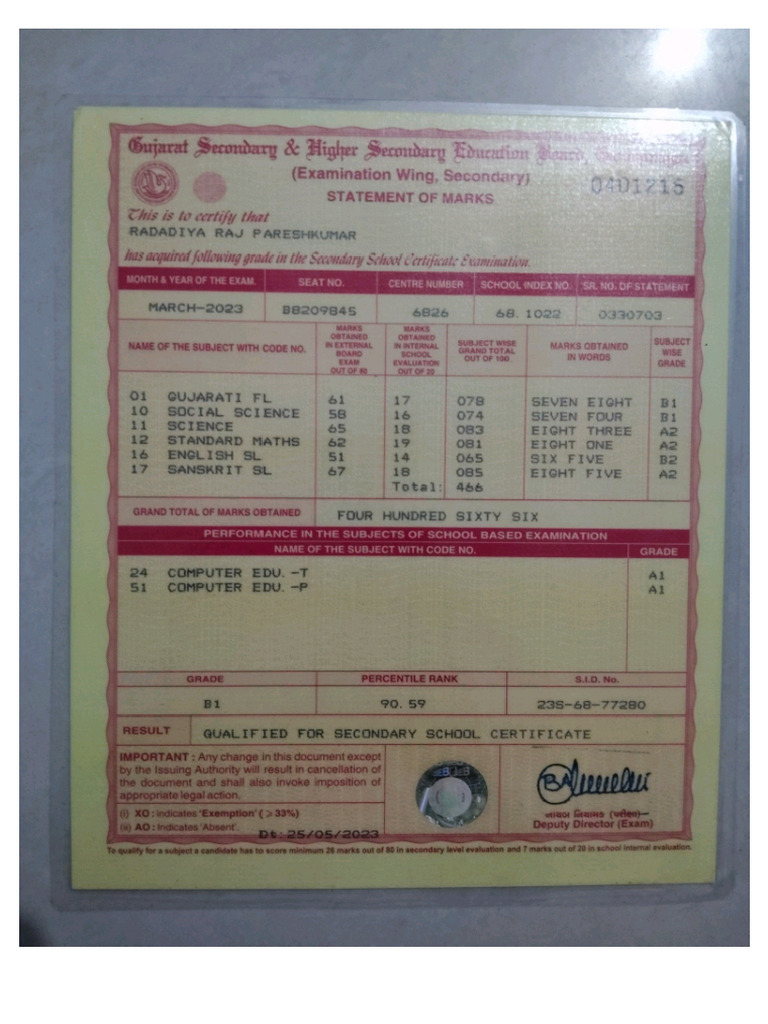 Mark Sheet | PDF