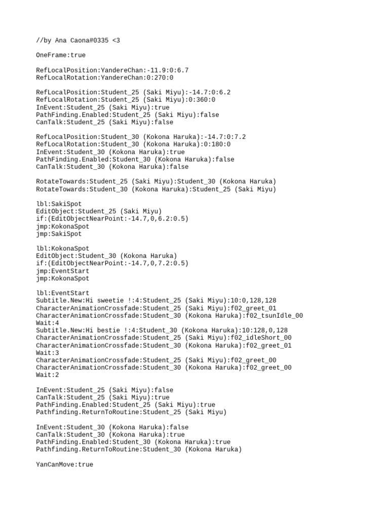 Yandere Simulator Event Script | PDF