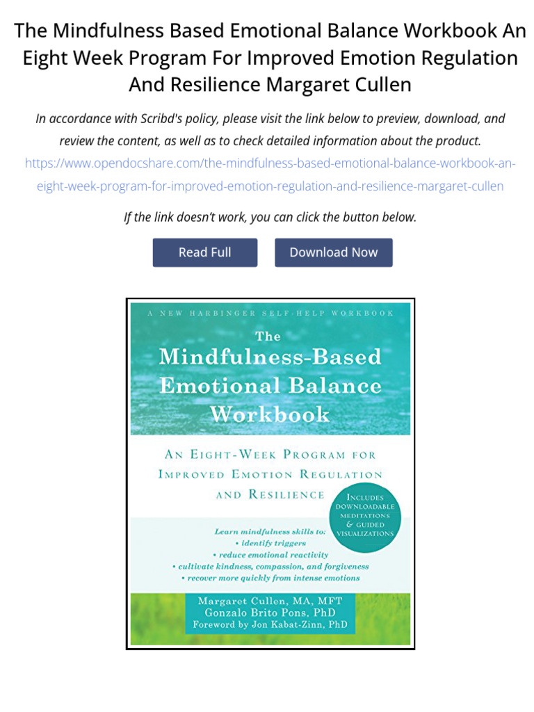 The Mindfulness Based Emotional Balance Workbook An Eight Week Program ...