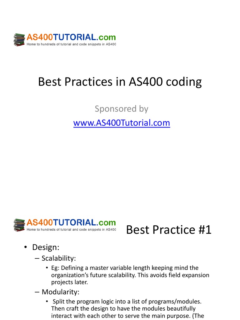 Best Practices in AS400 Coding | PDF | Unit Testing | Variable ...