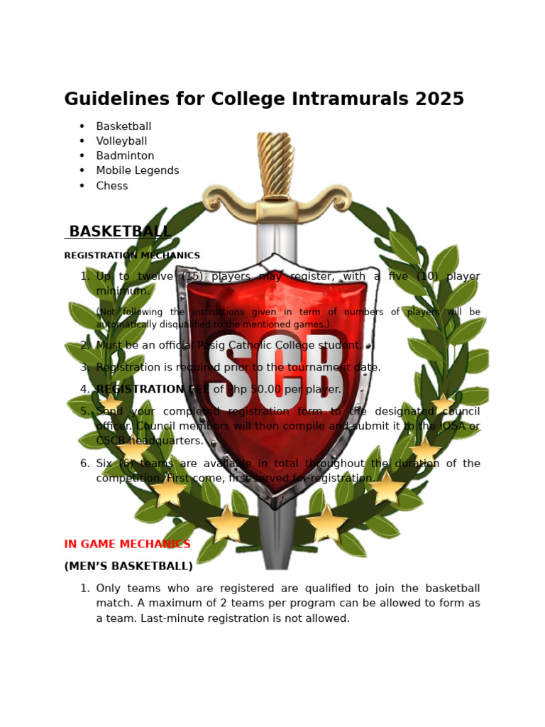 College Intramurals 2025 Guidelines | PDF | Sports | Sports Rules And ...
