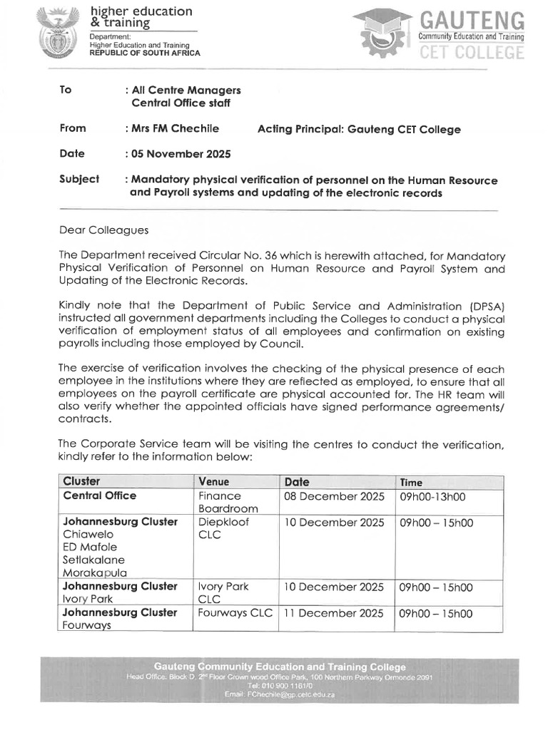 Memo For Mandatory Physical Verification | PDF