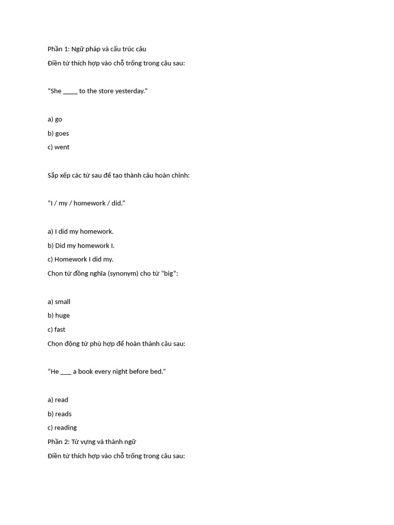 Bài Test NG Pháp | PDF