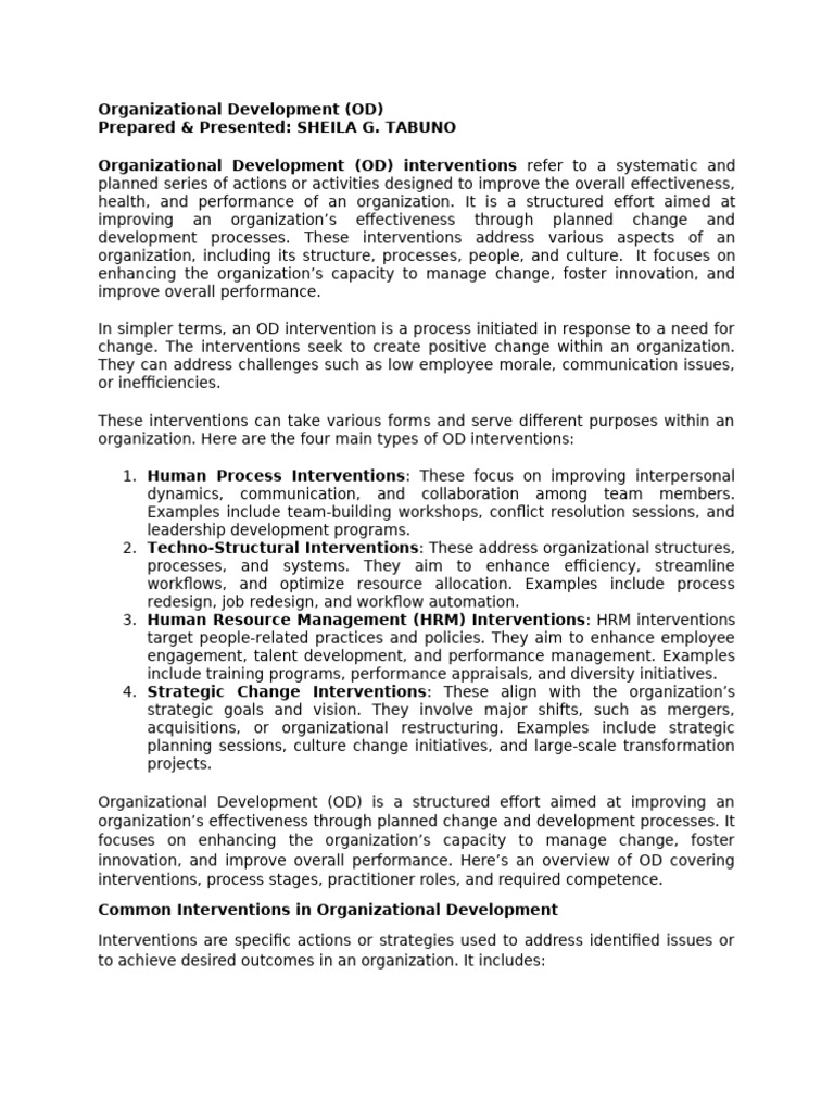 Organizational Development Interventions | PDF | Team Building | Leadership