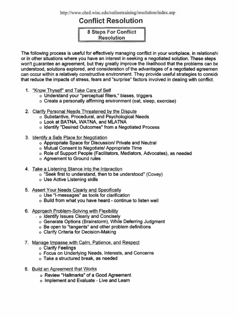 Conflict Resolution | PDF