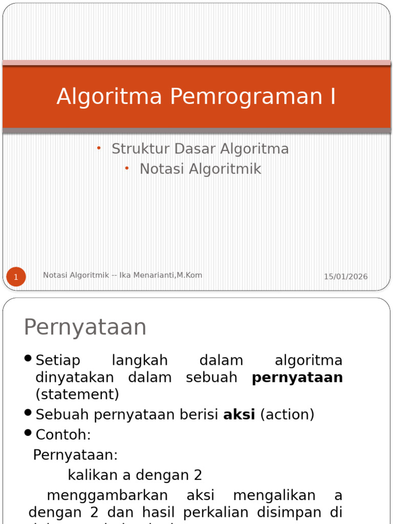 Notasi Algoritmik dan Struktur Dasar Algoritma | PDF
