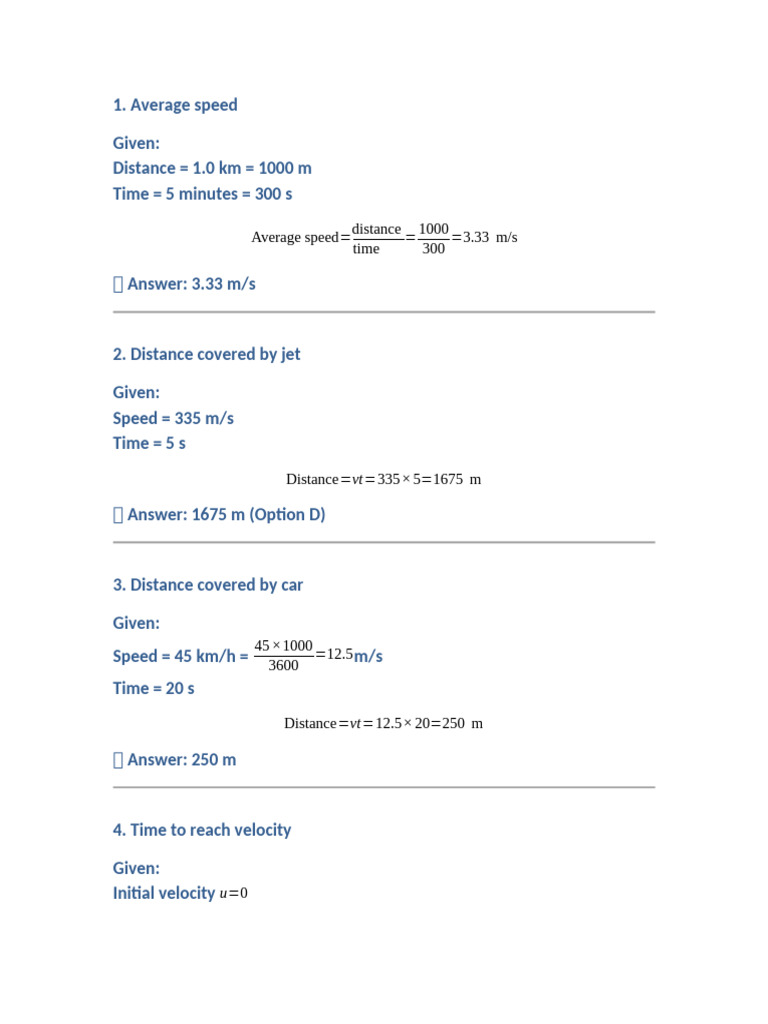 Physics Calculations: Speed, Distance, Time | PDF | Speed | Chess Theory