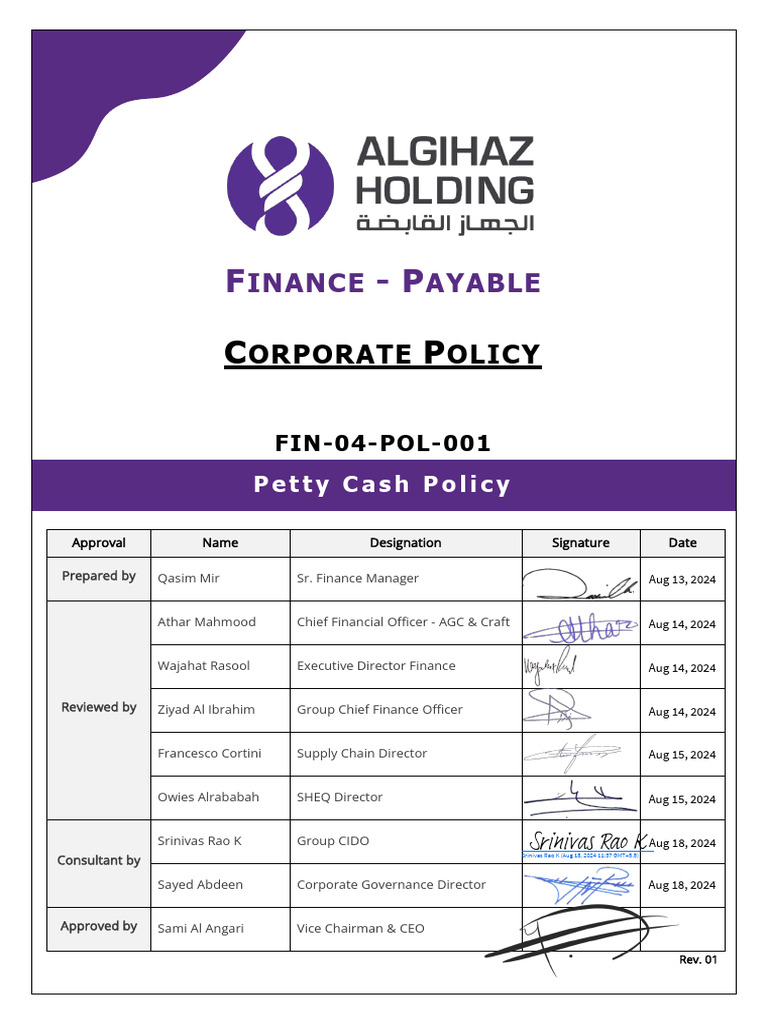 Petty Cash Policy Guidelines | PDF | Value Added Tax | Cash