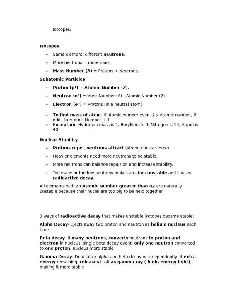 Understanding Isotopes and Nuclear Stability | PDF | Neutron | Atoms