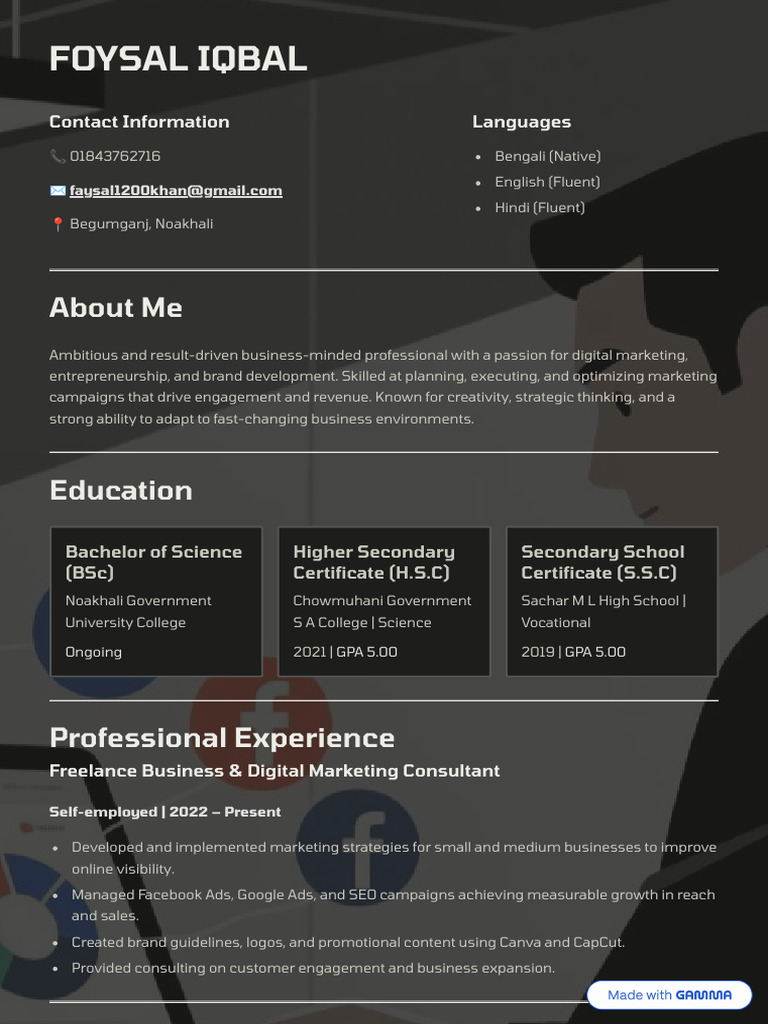 Digital Marketing Consultant Profile | PDF