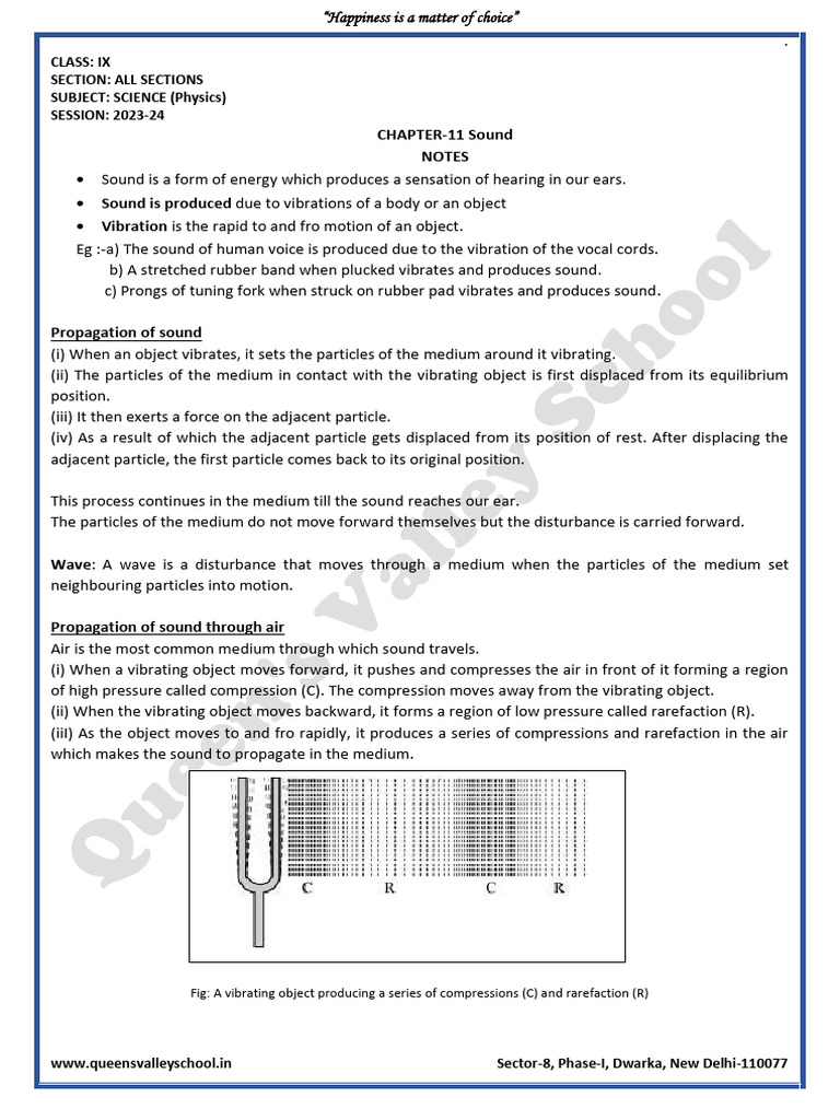 Class IX - Physics - CH 11 Sound Notes-1 | PDF | Sound | Waves