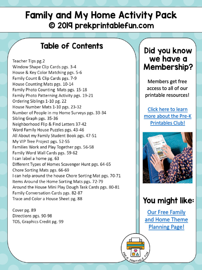 Family and My Home Activity Pack Master 24 | PDF