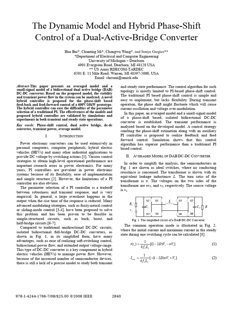 The Dynamic Model and Hybrid Phase-Shift Control of A Dual-Active ...