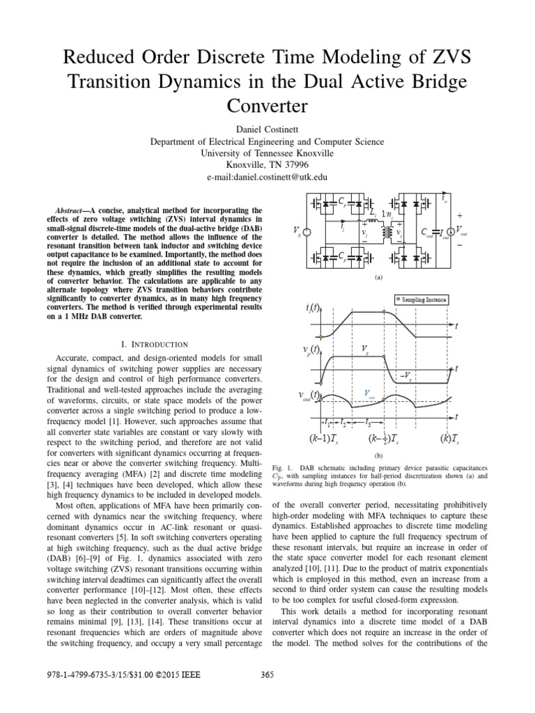Reduced Order Discrete Time Modeling of ZVS Transition Dynamics in The ...