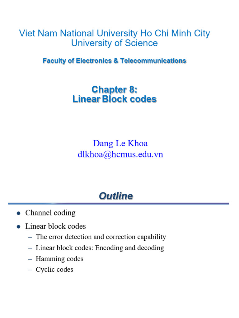 Linear Block Codes Overview | PDF | Error Detection And Correction ...