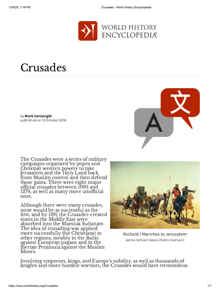 Crusades - World History Encyclopedia | PDF | Crusades | Religion Based ...