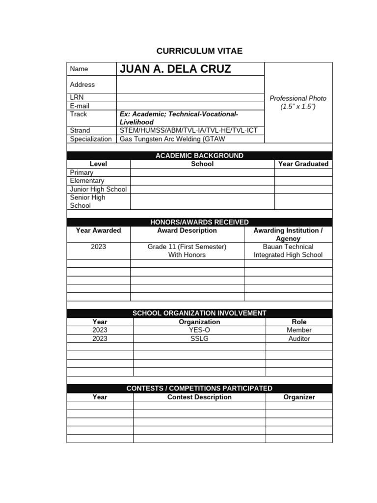 SHS Curriculum Vitae | PDF