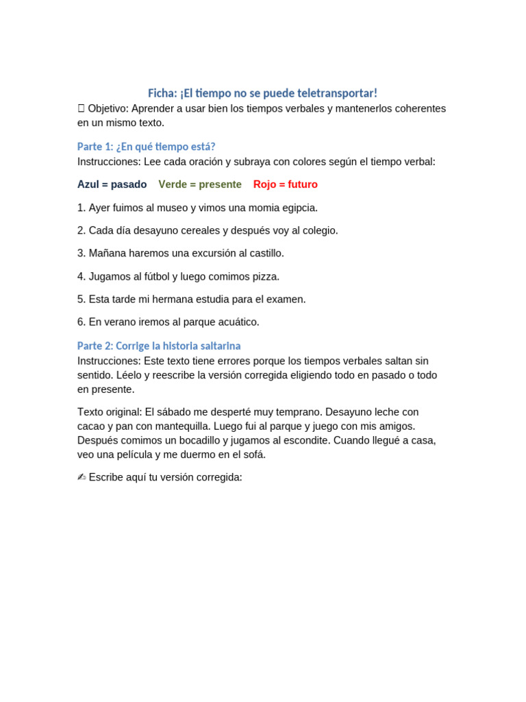 Uso coherente de tiempos verbales | PDF