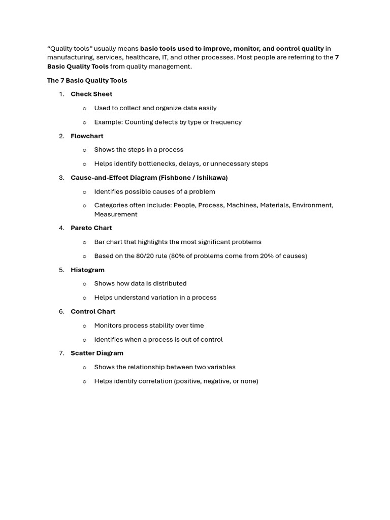 Essential 7 Quality Tools Explained | PDF