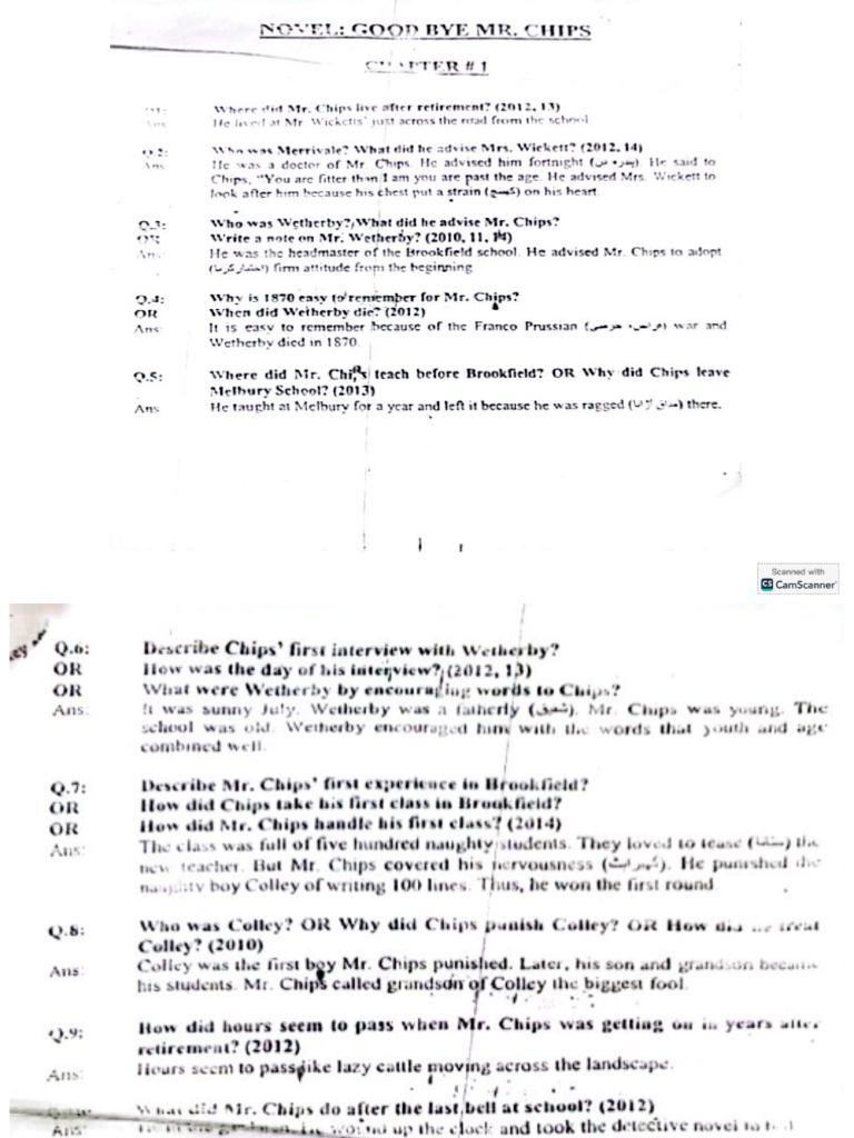 Mr. Chips Notes 2nd YEAR | PDF